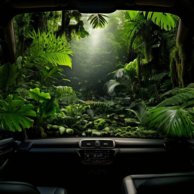 A Mini Rainforest Inside the Car with Lush Greenery an Stock Image ...