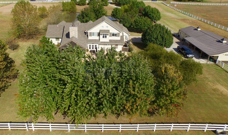 Mini Ranch stock image. Image of drone, fence, oklahoma - 61885491