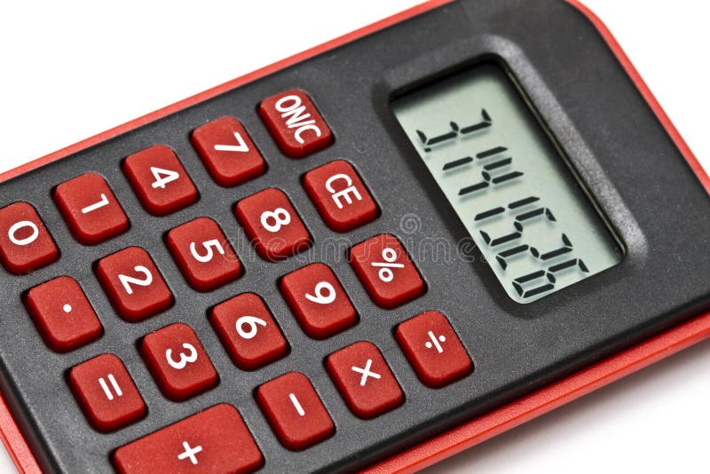 MIni Red Calculator Isolated on White Stock Image - Image of background ...