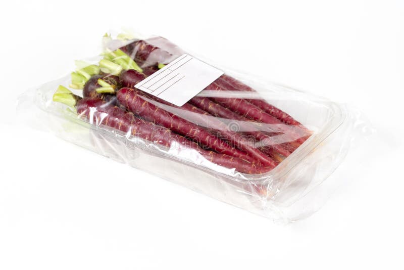 Mini Red Carrots in Labeled Packaging on a White Background Stock Image ...