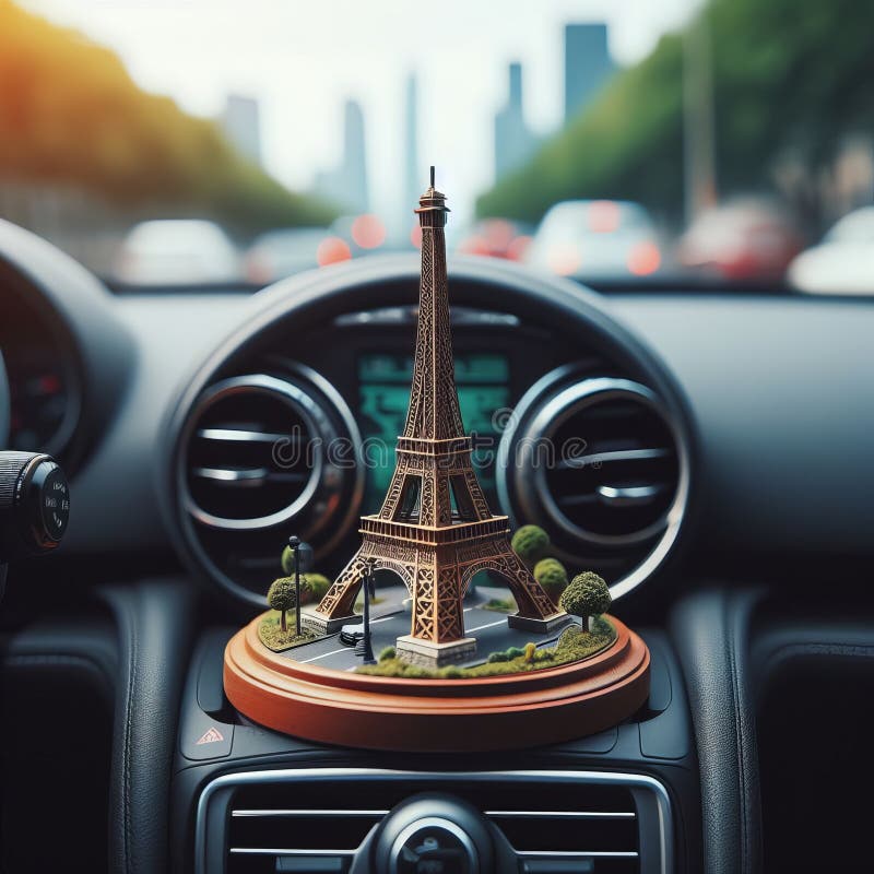 A Mini Replica of a Famous Landmark Inside the Car, Li Stock Photo ...