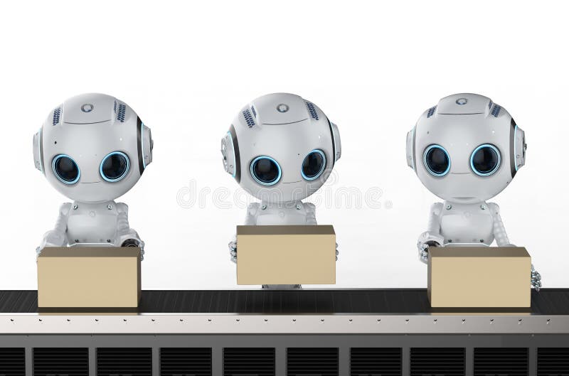 Mini robot think stock illustration. Illustration of adorable - 127432654