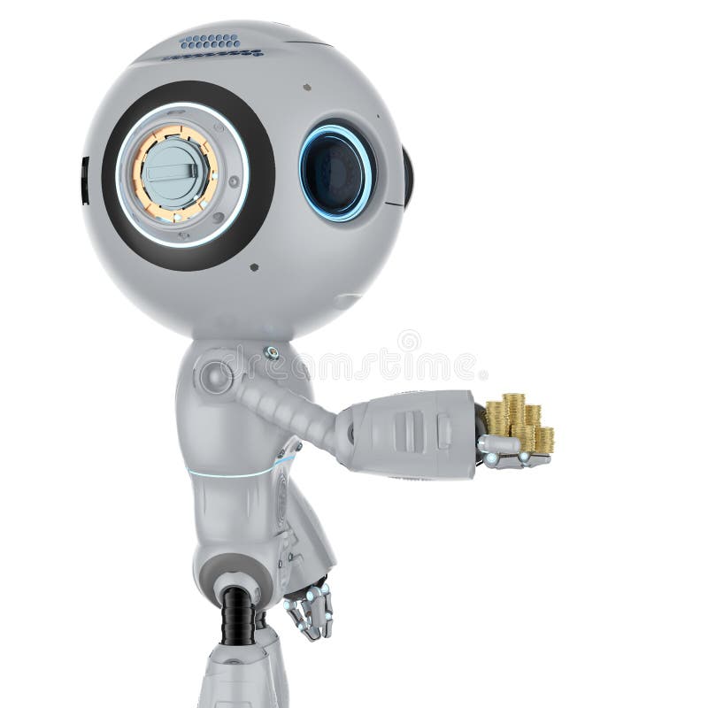 Mini robot think stock illustration. Illustration of adorable - 127432654