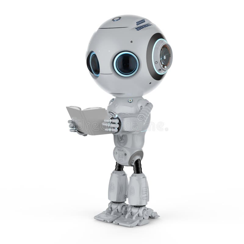 Mini robot think stock illustration. Illustration of adorable - 127432654