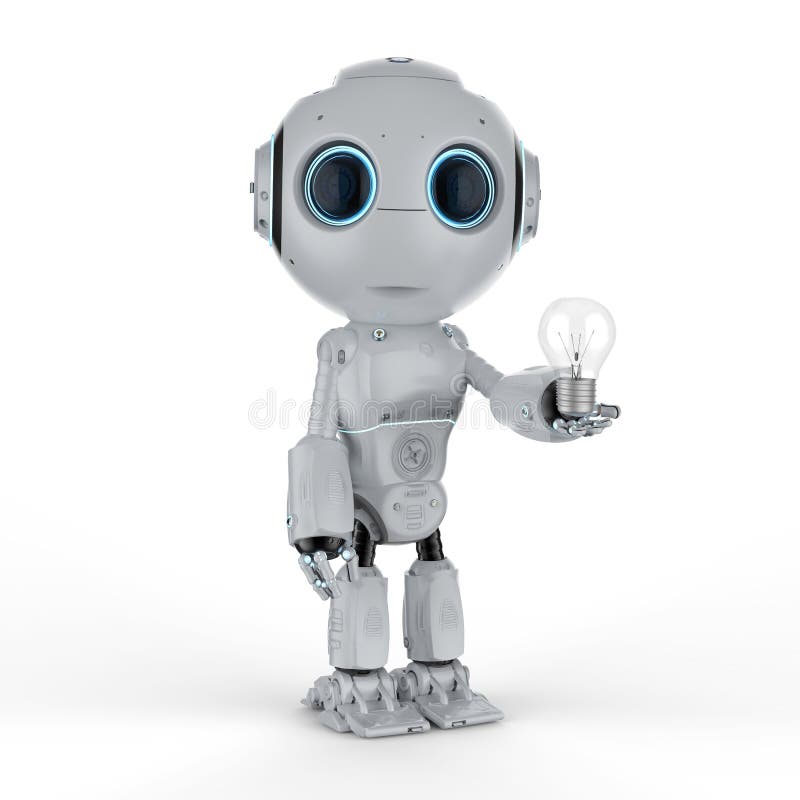 Mini robot think stock illustration. Illustration of adorable - 127432654