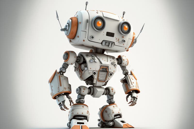 Mini Robot Man on White Background Stock Illustration - Illustration of ...