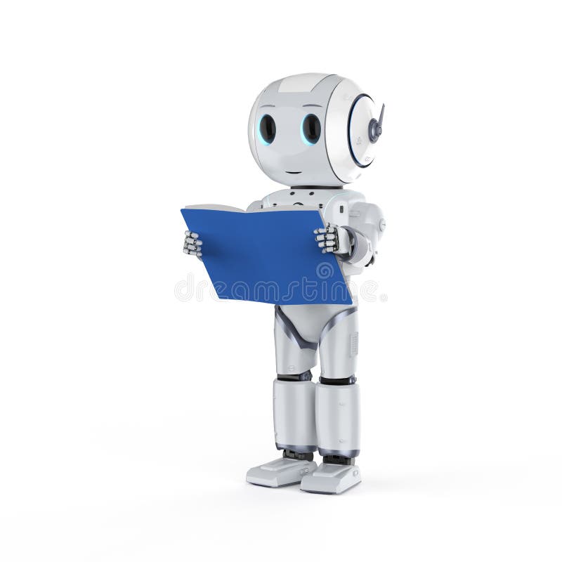 Mini robot reading a book stock illustration. Illustration of ... Mini robot reading a book stock illustration. Illustration of ...