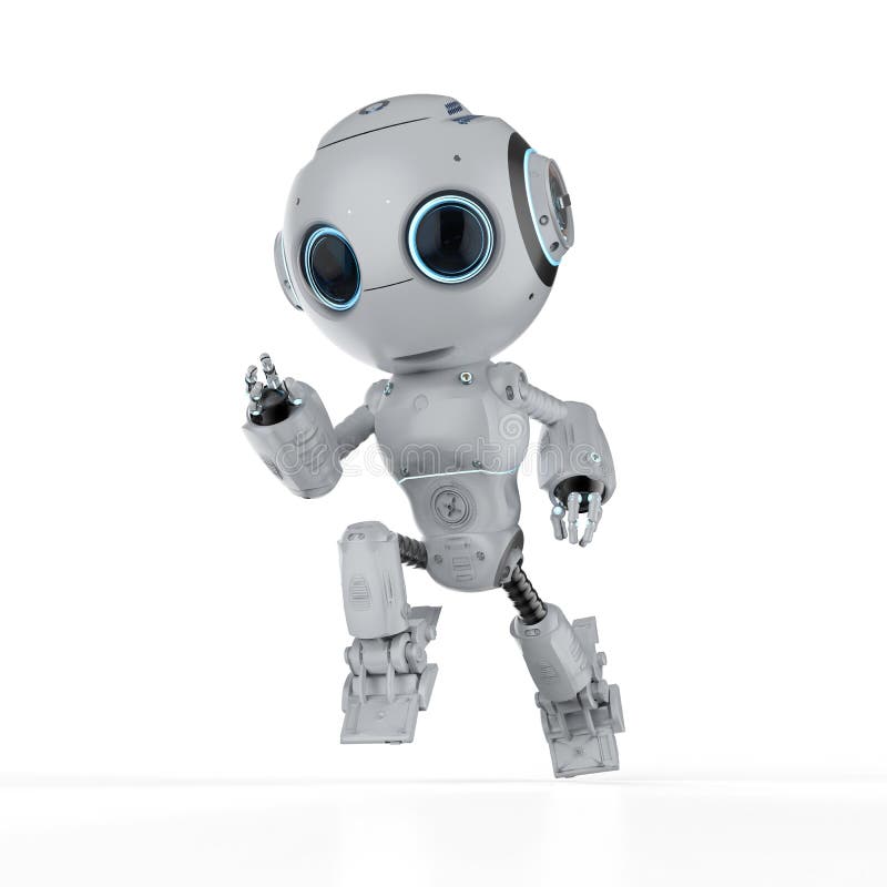 Mini robot think stock illustration. Illustration of adorable - 127432654