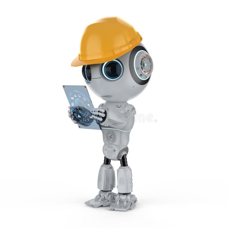 Mini robot think stock illustration. Illustration of adorable - 127432654