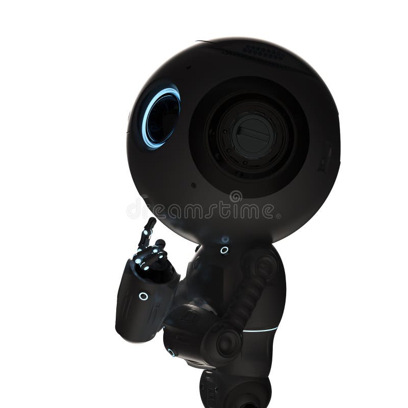 Mini robot think stock illustration. Illustration of white - 136365798