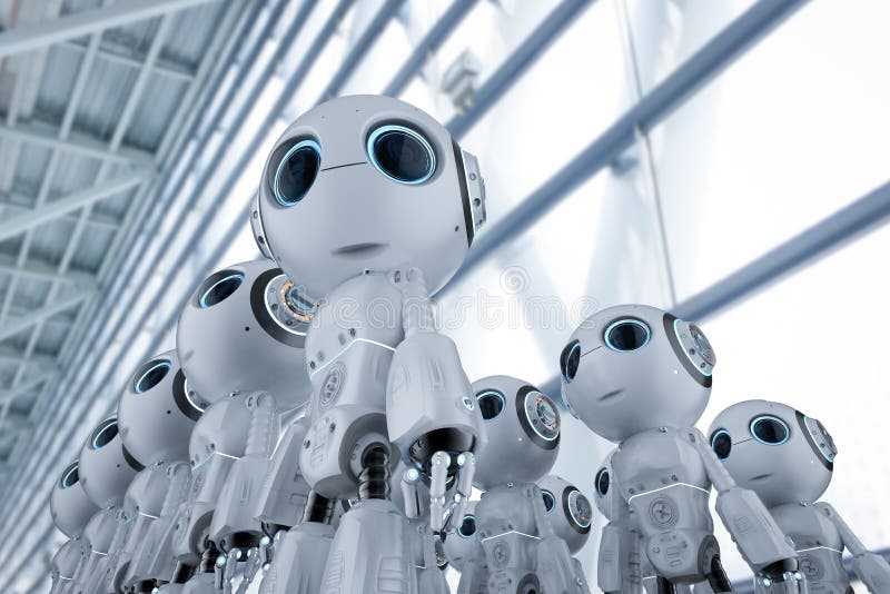 Mini robot think stock illustration. Illustration of adorable - 127432654