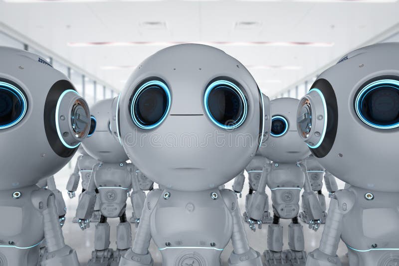 Cute mini robot stock illustration. Illustration of cartoon - 128092296