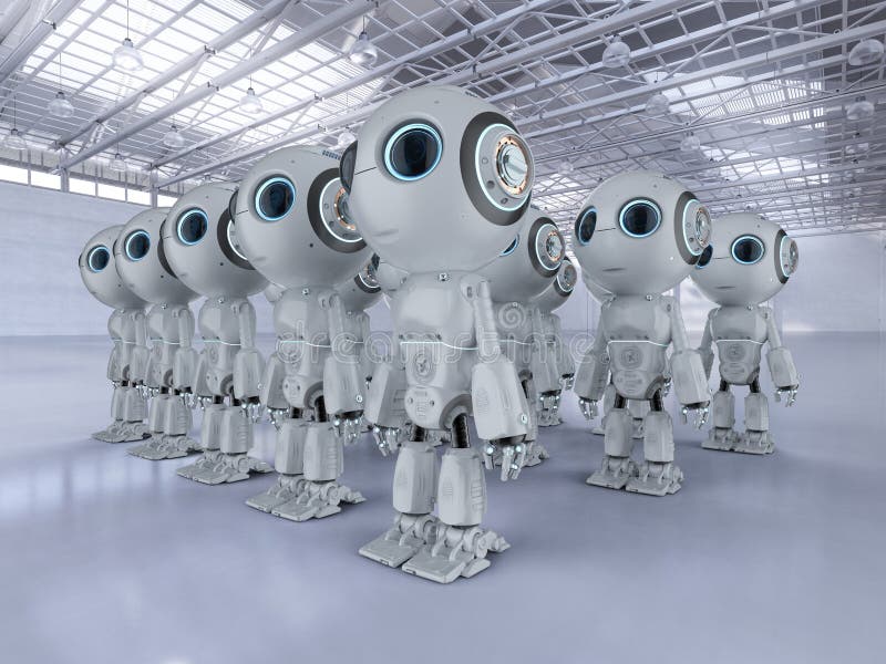 Mini robots assembly stock illustration. Illustration of futuristic ...