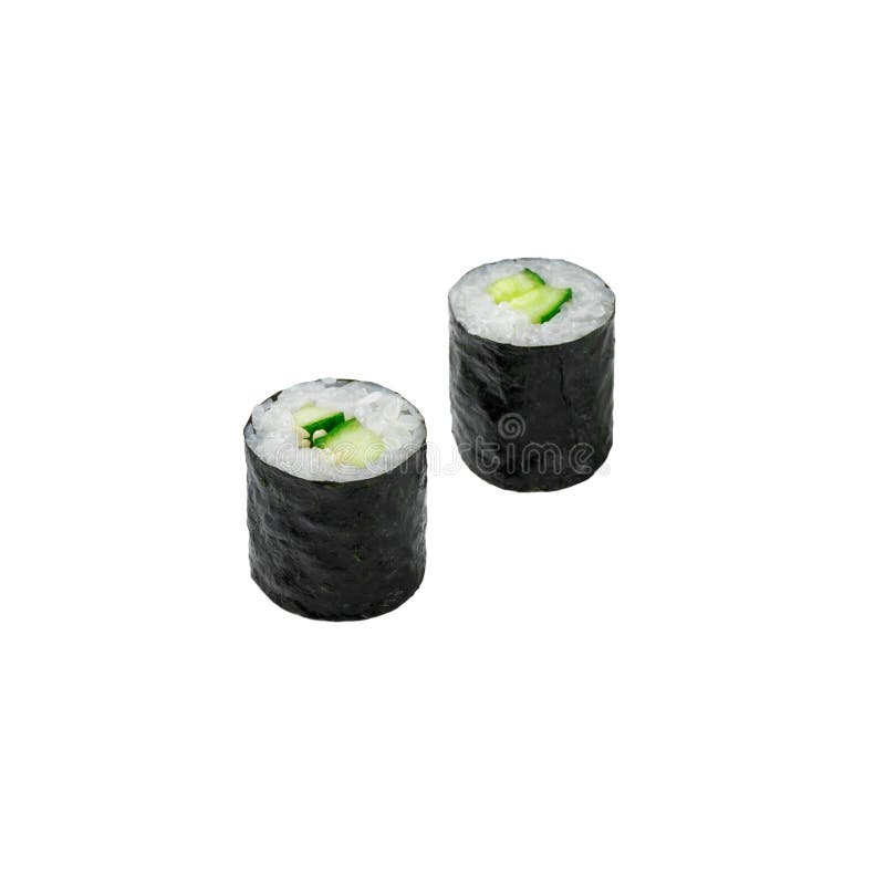 Mini Roll with Cucumber Isolated on a White Background Stock Image ...