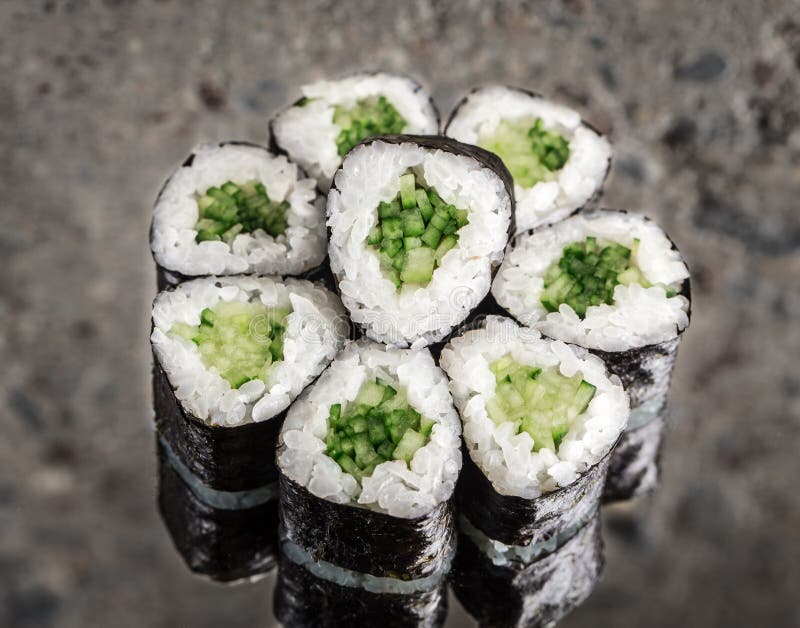 Mini roll with cucumber stock photo. Image of nori, freshness - 91557128