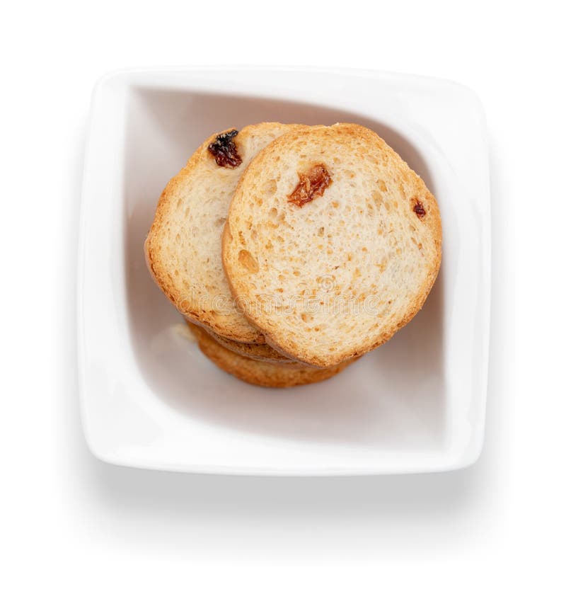 Mini Round Toasts of Bread with Raisins. 2 Units Stock Photo - Image of ...