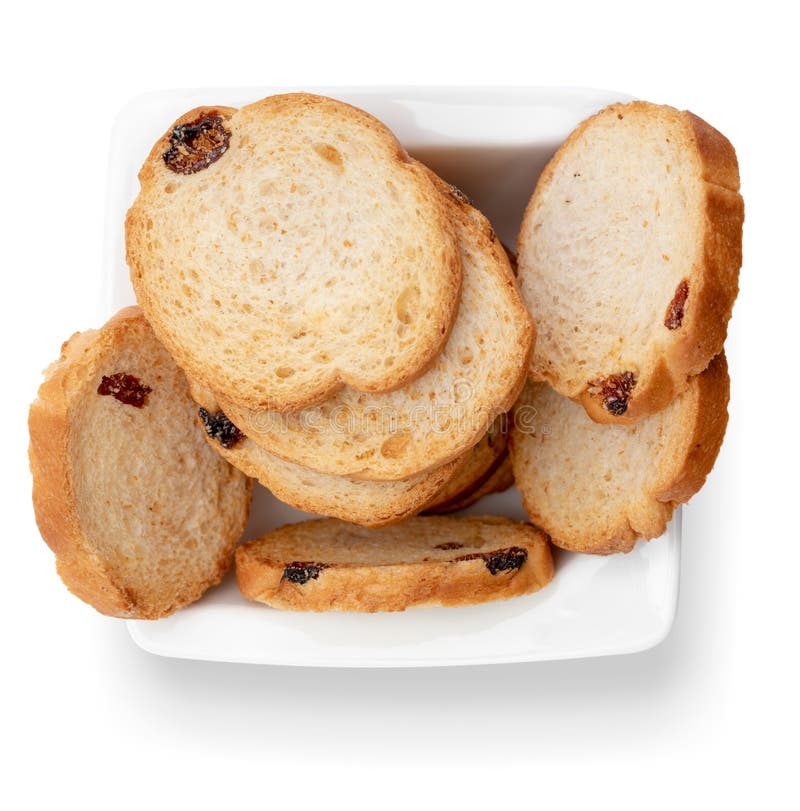 Mini Round Toasts of Bread with Raisins. 2 Units Stock Photo - Image of ...