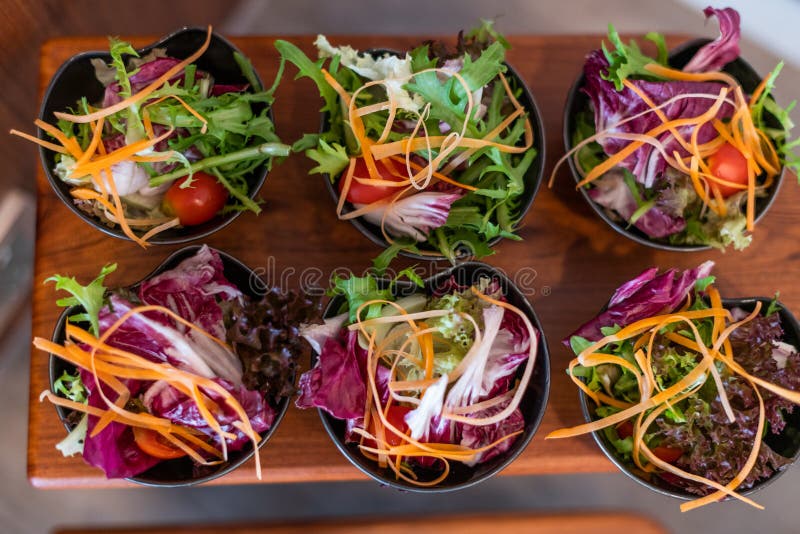 Mini Salad bowls stock image. Image of diet, vegetarian - 172355399