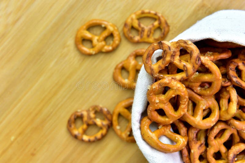 Mini Salty Pretzel Inside of White Basket Stock Image - Image of eating ...