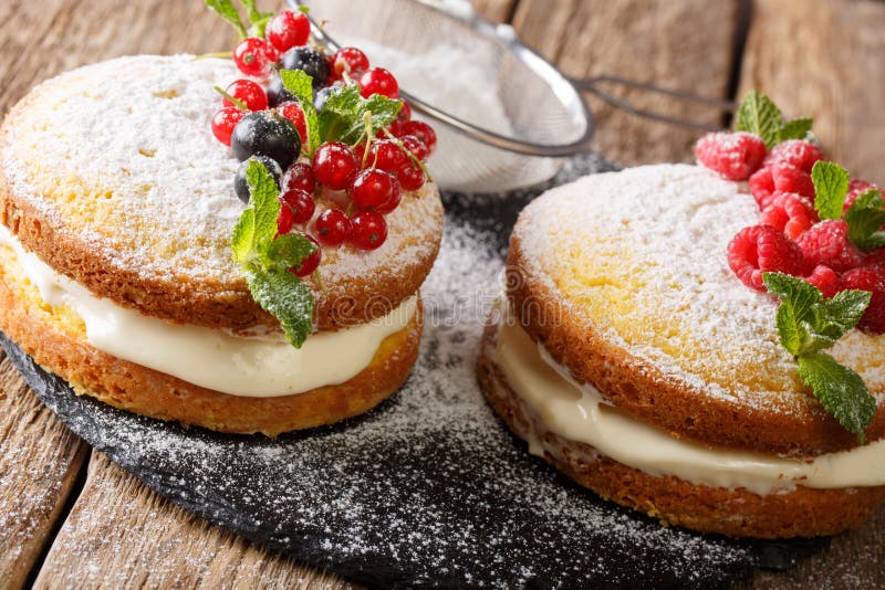 Mini Sandwich Cake with Black and Red Currant, Raspberry and Min Stock ...