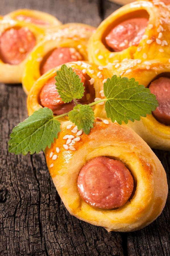 Mini sausages stock photo. Image of pastry, broken, calorie - 34993704