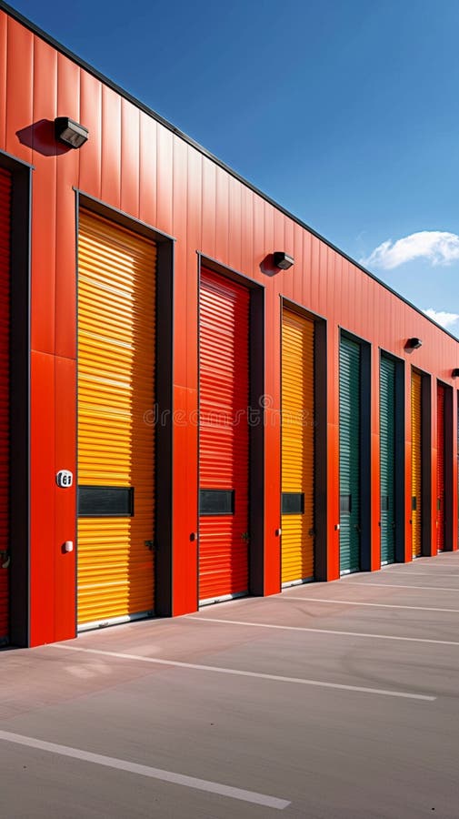 Mini Self Storage Facilities in Vibrant Hues, Exterior of Warehouse ...