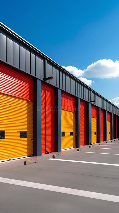 Mini Self Storage Facilities in Vibrant Hues, Exterior of Warehouse ...