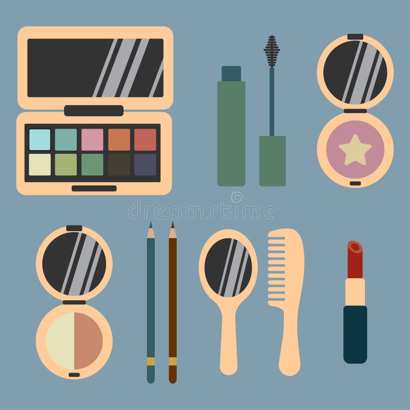Mini Set of Flat Illustrations of Face Cosmetics. Stock Vector ...