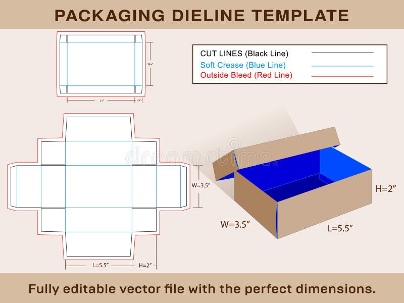 Shoe Box, Rectangle Box, Packaging Box, Dieline Template, Vector File ...