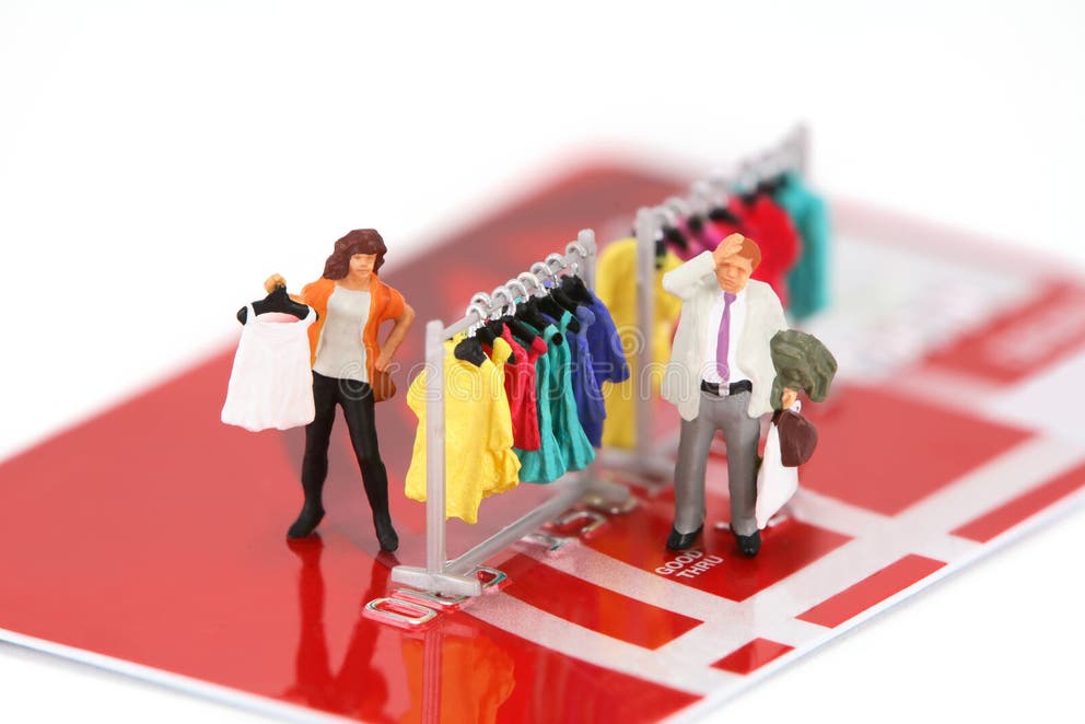 Mini Shoppers on Credit Card Stock Photo - Image of clothes, cost: 2498670