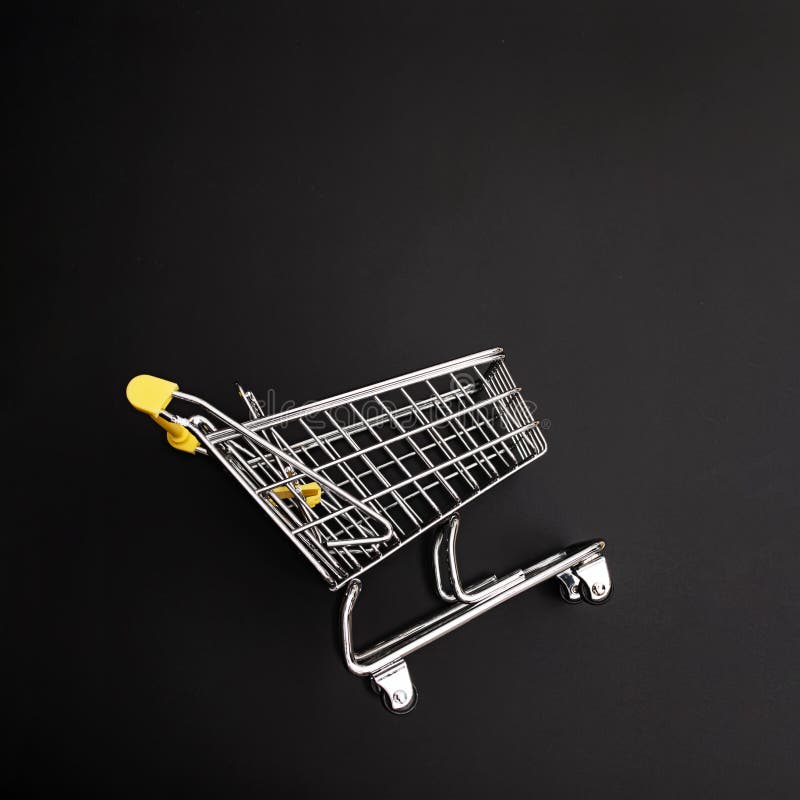 Mini Shopping Cart on Black Background Stock Image - Image of consumer ...