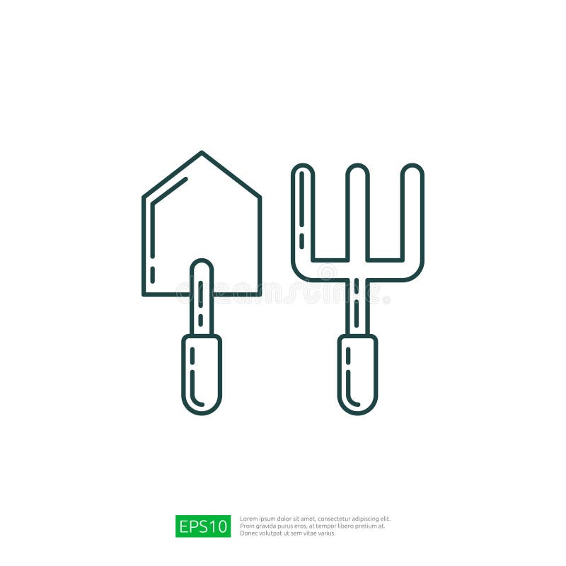 Mini Shovel and Rake. Farming Icon Stock Vector - Illustration of scoop ...