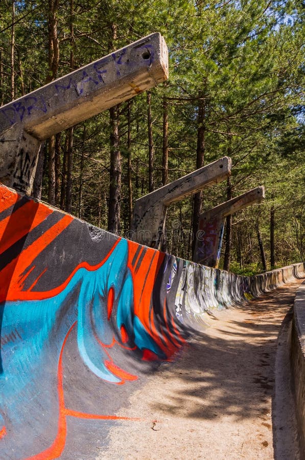 Mini Skateboard Ramp Fully Covered with Graffiti in the Middle of a ...