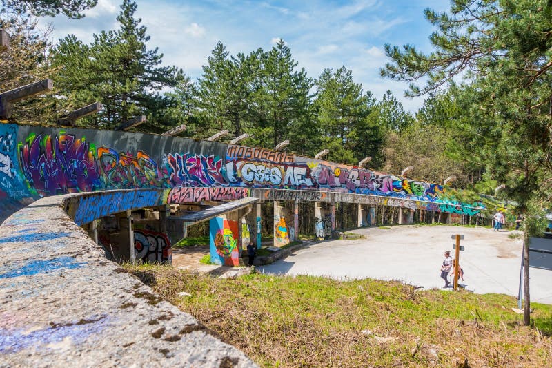 Mini Skateboard Ramp Fully Covered with Graffiti in the Middle of a ...