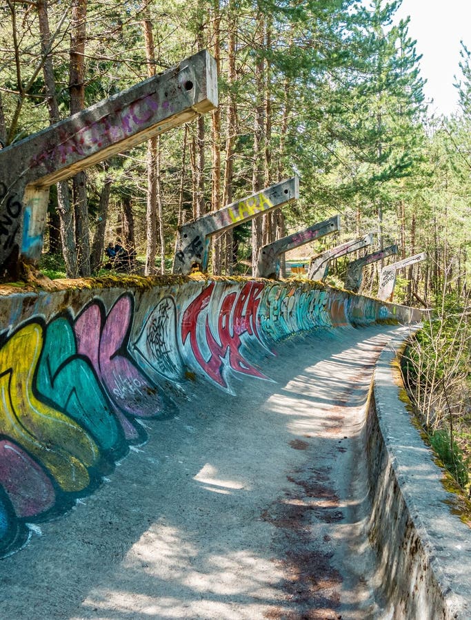 Mini Skateboard Ramp Fully Covered with Graffiti in the Middle of a ...