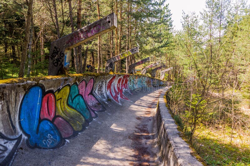Mini Skateboard Ramp Fully Covered with Graffiti in the Middle of a ...