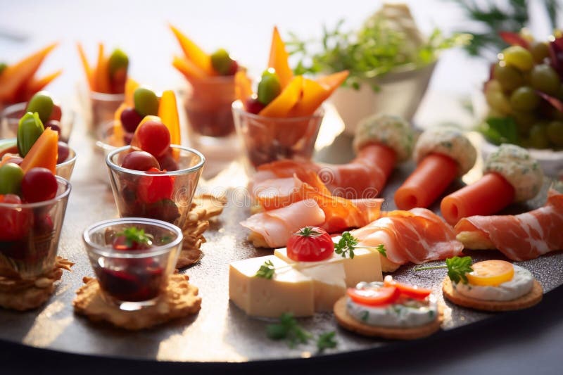 Mini Snacks for the Festive Table Canapes Stock Illustration ...