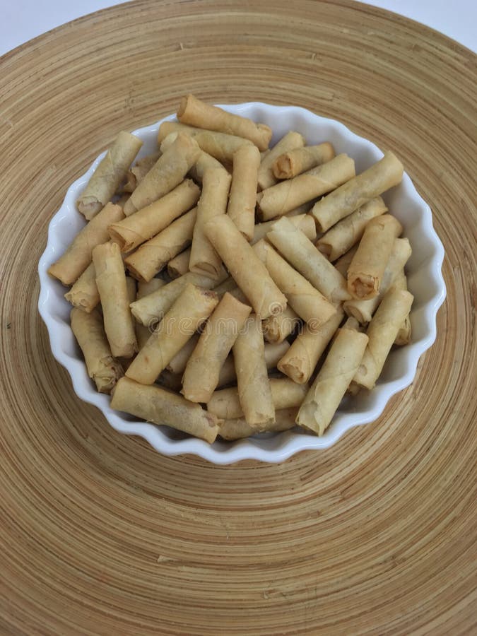 Mini spring roll stock photo. Image of roll, prawn, wood - 79196426