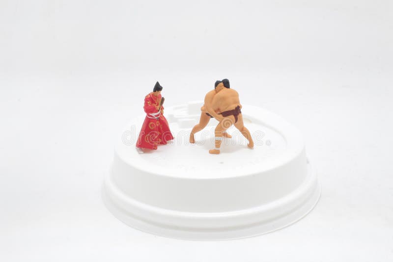 The Mini Sumo Action Play on the Mug Cover Stock Photo - Image of ...