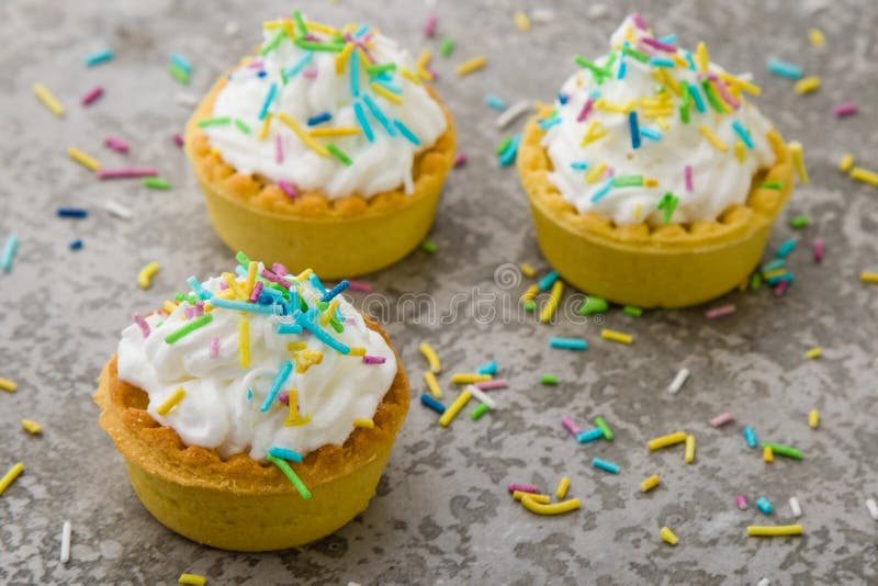 Mini Tart with Color Ornaments Stock Photo - Image of cake, colored ...