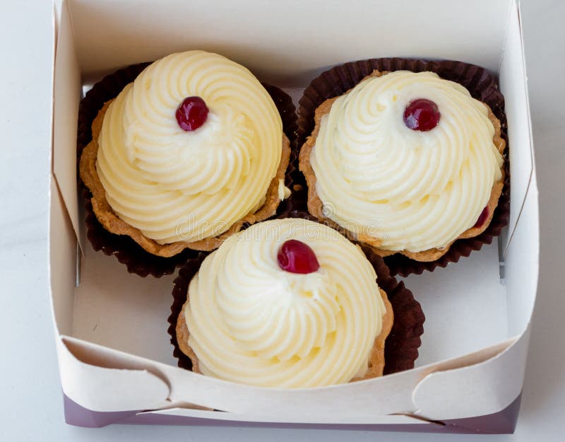 Mini Tart with Fresh White Custard Stock Image - Image of custard ...
