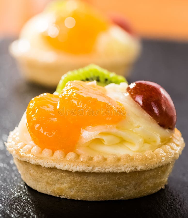 Mini tart with pudding stock photo. Image of pastry, mandarins - 83393844