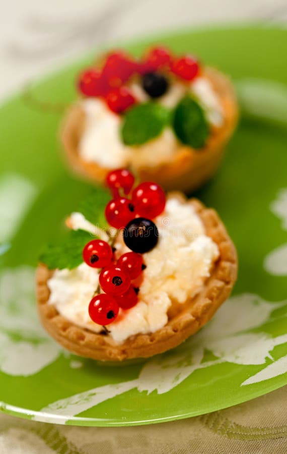Mini Tarts with Cheese and Red Currant Stock Photo - Image of cream ...