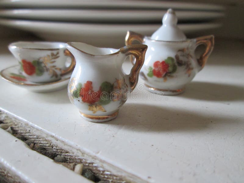 Miniature Porcelain Tea Set. Stock Photo - Image of design, collectible ...