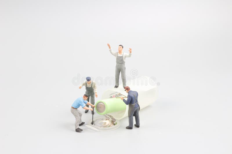 Mini Team Recycling Old Batteries. Stock Image - Image of metal ...