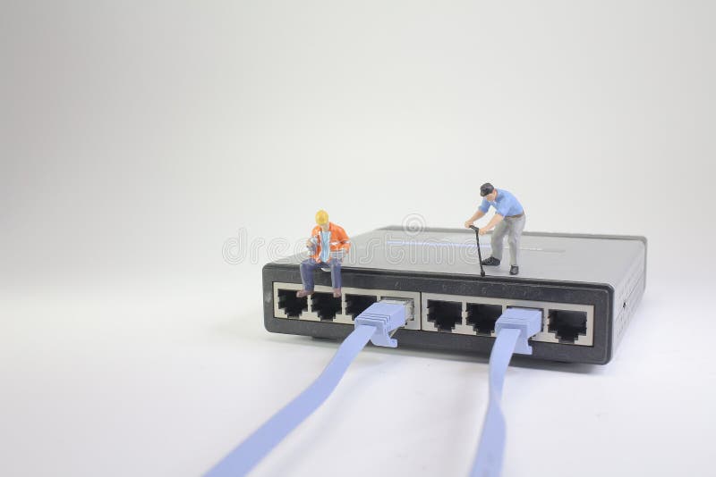 A Network Connection Concept with Small Figure Stock Photo - Image of ...