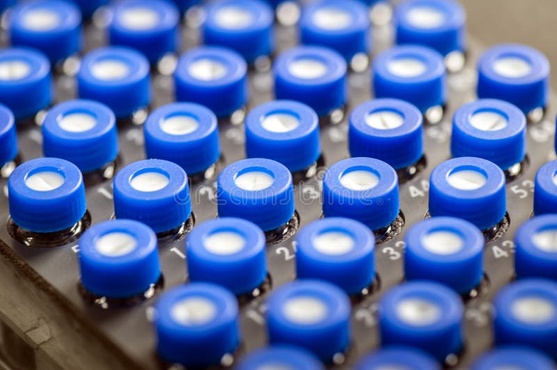 Mini Test Tubes in Test Container Stock Photo - Image of analysis ...