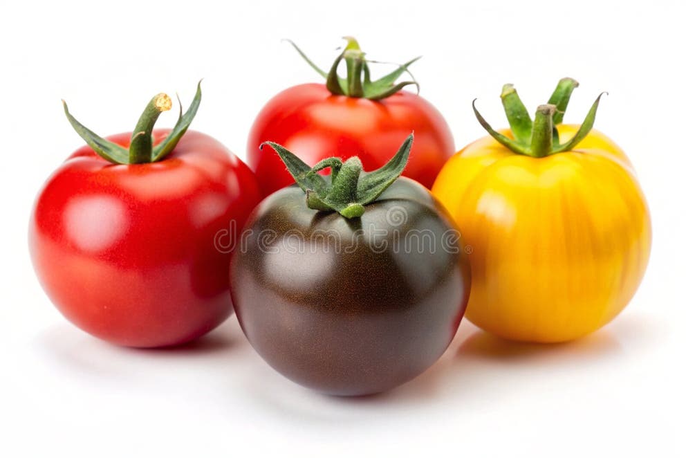 Mini Tomatoes Vibrant Colors Isolated on White Stock Illustration ...