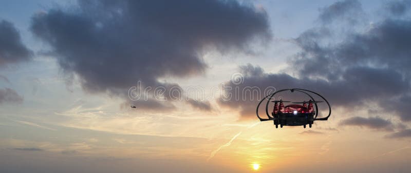 Mini Toy Drone Flying Mid-air Up the Sky Stock Image - Image of camera ...