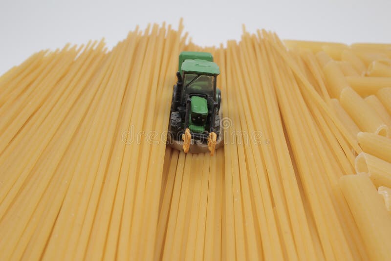 A Mini Tractor on the Spaghetti Pasta Stock Image - Image of italy ...